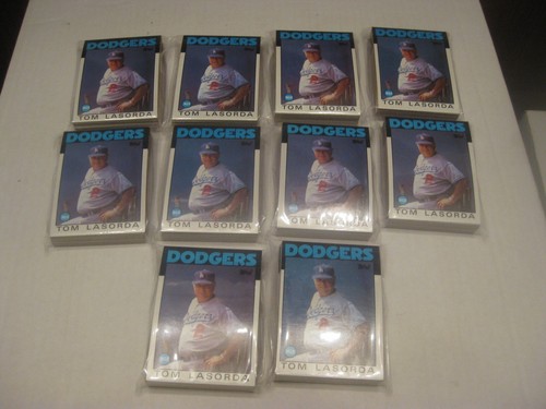 10 x LOS ANGELES DODGERS 1986 Topps Baseball Team Set w / Hershiser ...