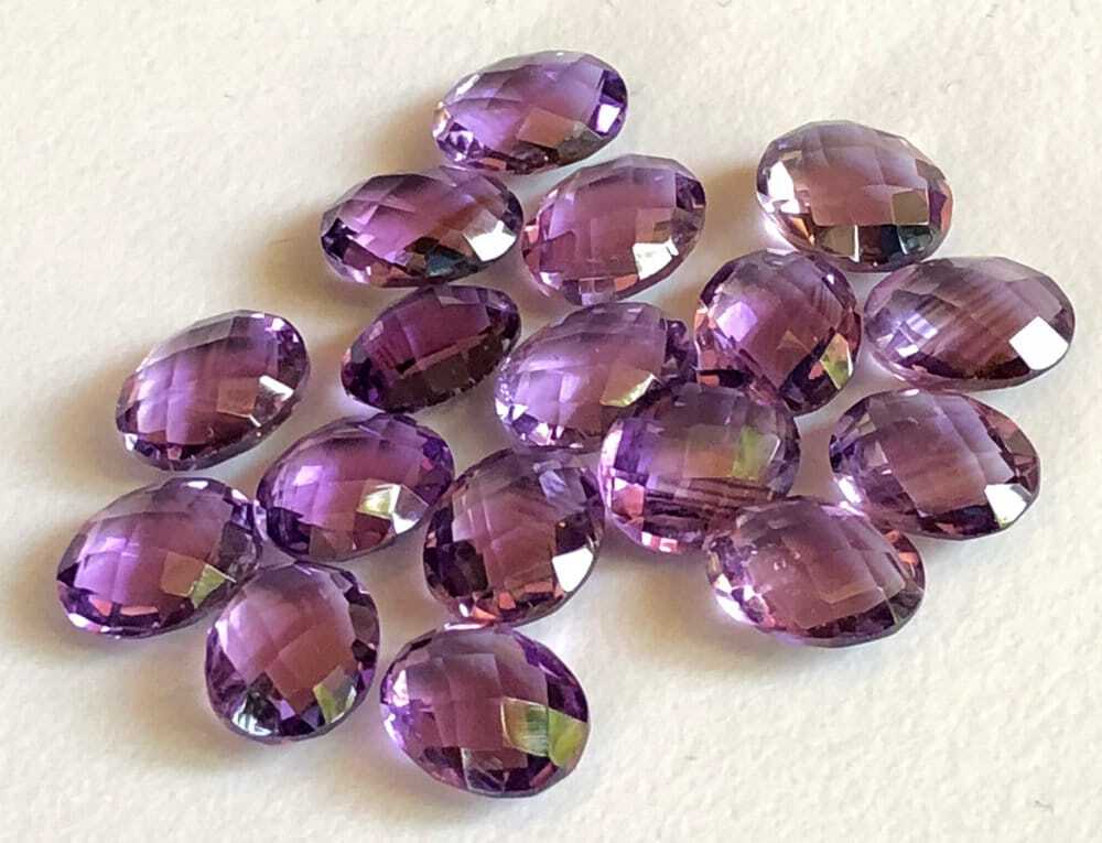8x10mm Amethyst Cabochon Both Side Checker Cut, Natural Oval Rose Cut ...