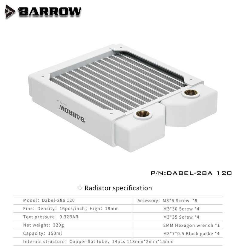 BARROW 28mm Thick Computer Radiator 240mm/360mm for Water Cooling for ...