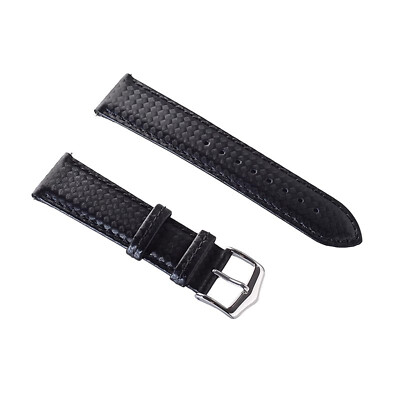 20mm 22mm Carbon Fiber Leather Texture Watch Band Black Watch Straps | eBay