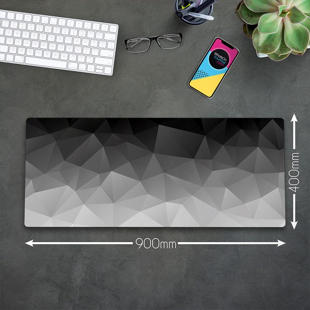 XXL Mouse Mat Pad 90x40 Extra Large Full Desk White Grey Geometric UK ...