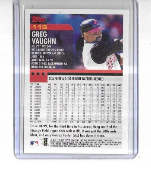 2000 Topps #113 Greg Vaughn Cincinnati Reds | eBay