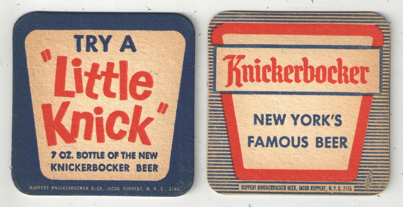 1950s KNICKERBOCKER UNUSED BEER COASTER { TRY A LITTLE KNICK } 3 1/2 ...