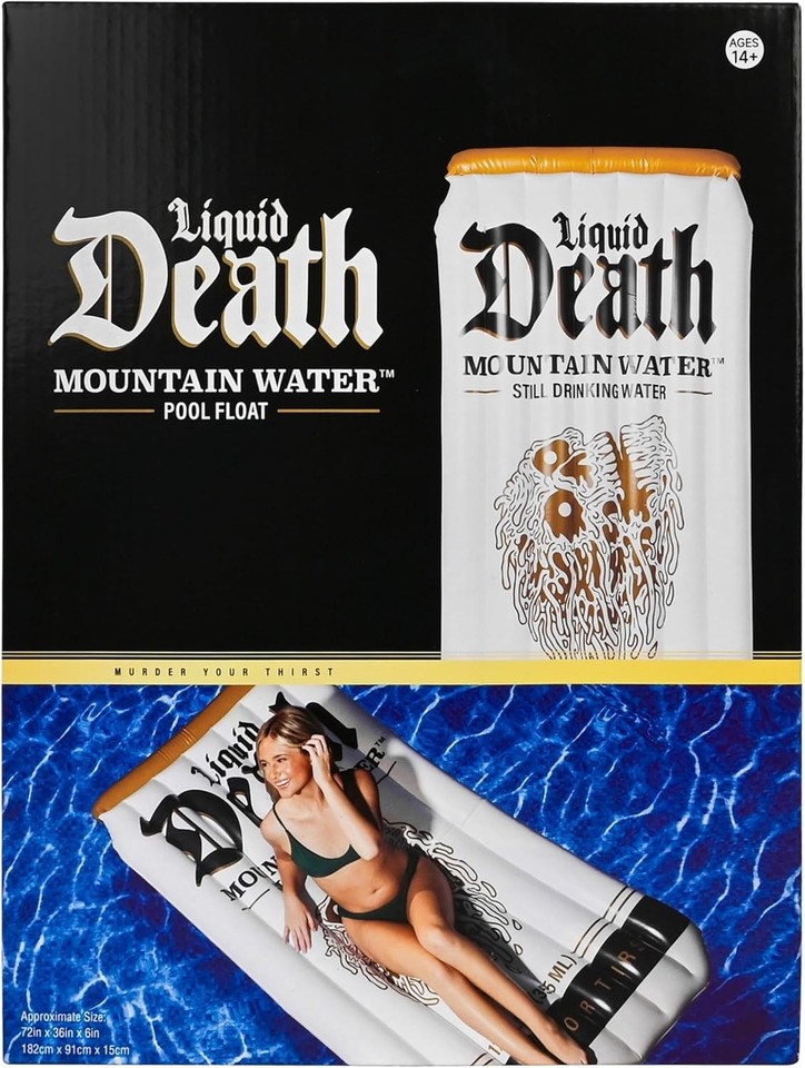 Liquid Death 6’ Pool Float: Adult Novelty Water Inflatables Quench Your Thirst | eBay