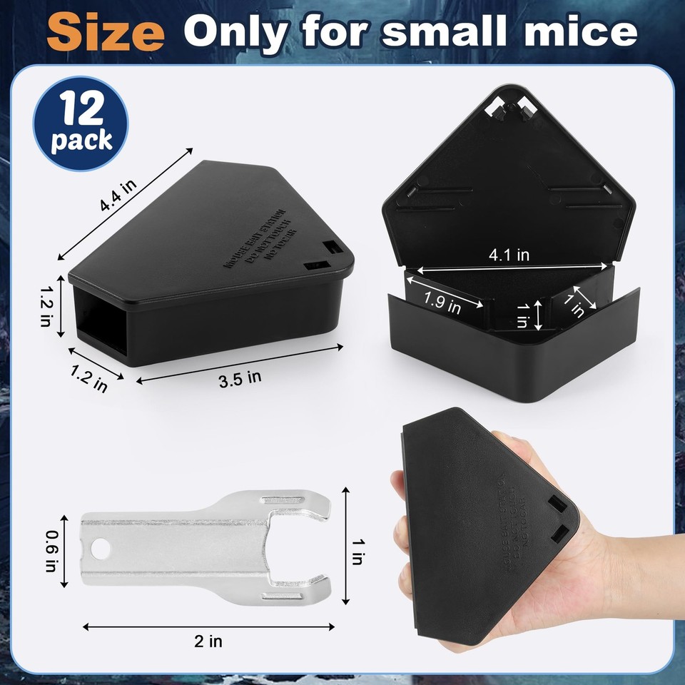 12 Pack Mouse Bait Station with Keys - Outdoor Refillable Mouse Bait ...