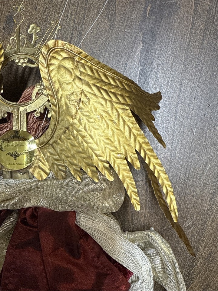 Mark Roberts Elegant Flying Musical Angel with Harp 12" Tall Red Velvet ...