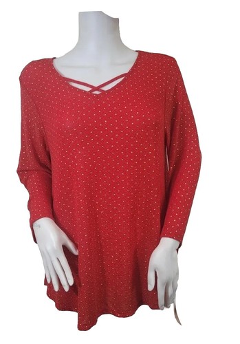 Ruby Rd Women's top Blouse WILD MIX sparkling red/gold size PM NWT (CJ4 ...