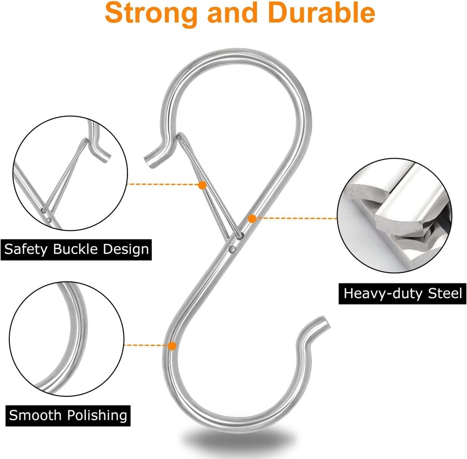 Waitkey 8 Pack S Hooks for Hanging, 3.5 inch Heavy Duty S Hooks with ...