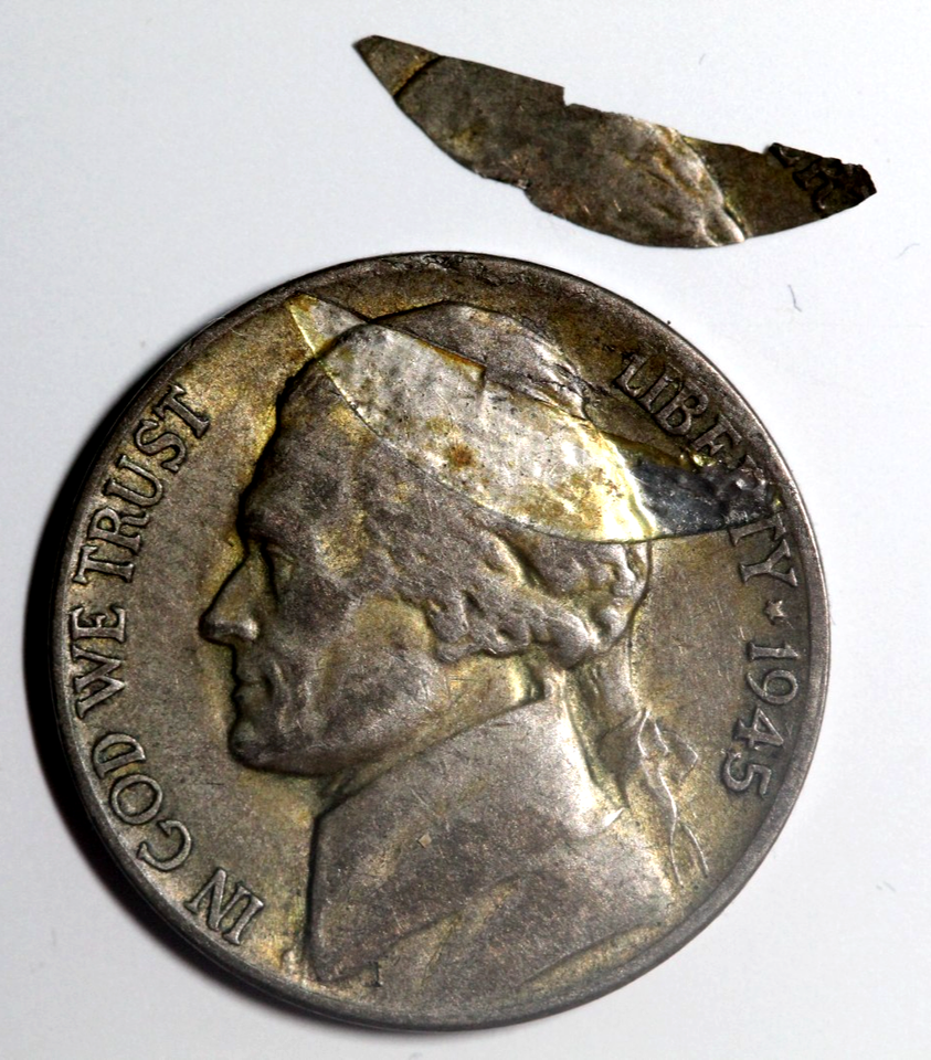 1945 D - Jefferson Silver War Nickel Error - Split Planchet with Retained Piece | eBay