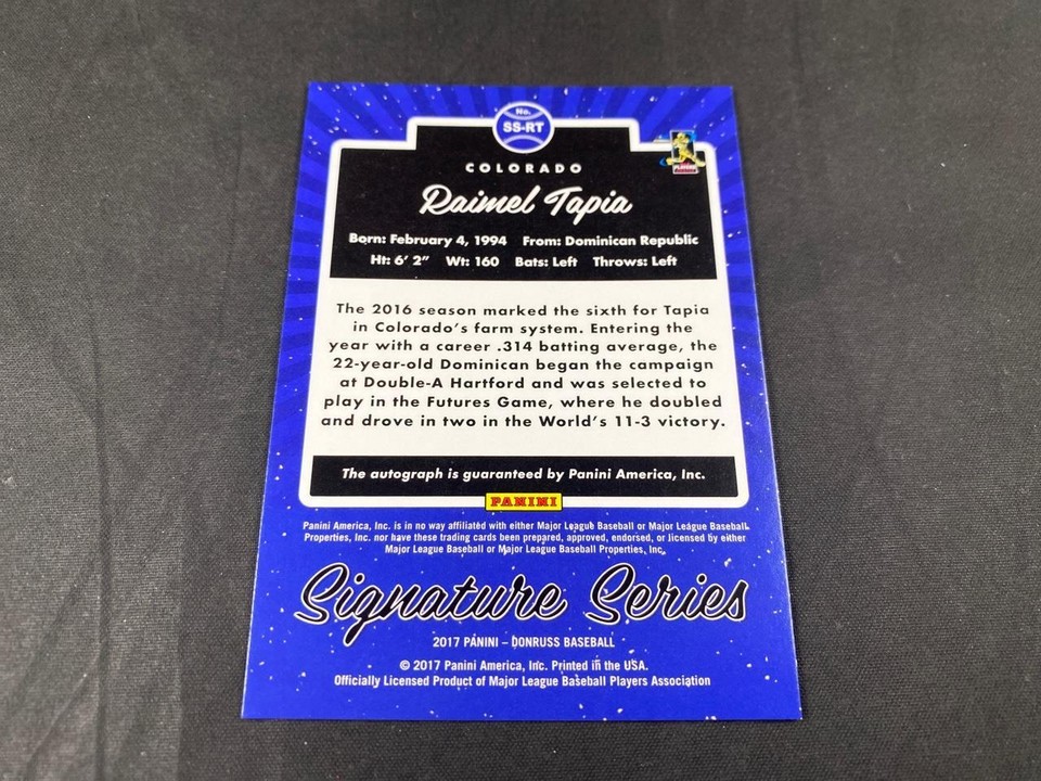 2017 PANINI DONRUSS BASBALL RAIMEL TAPIA SIGNATURE SERIES AUTO 29/49 | eBay