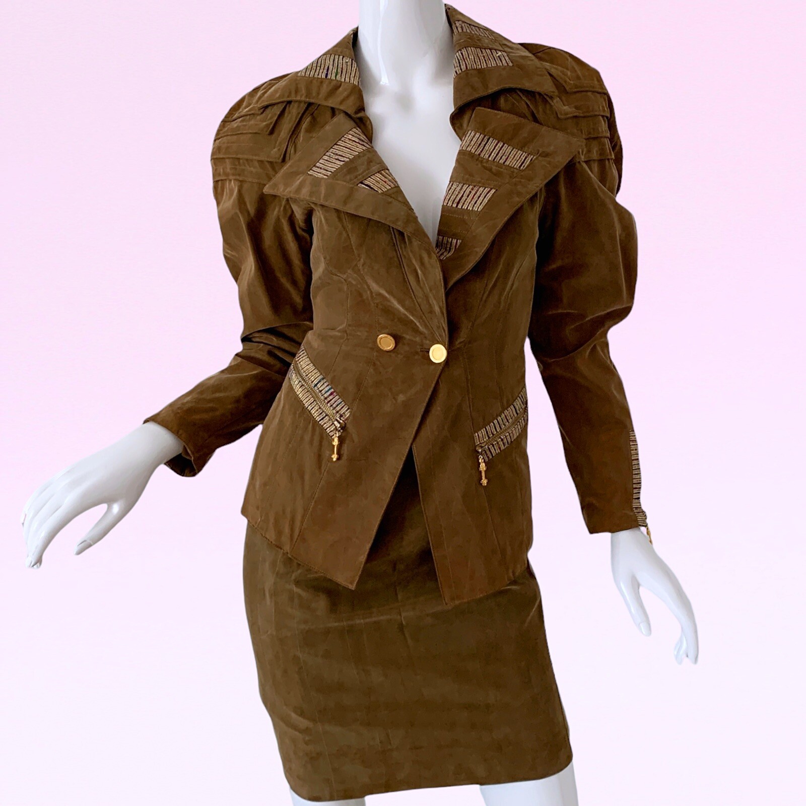 1980s Vtg IFF Deadstock Metallic Suede Structural Jac… - Gem