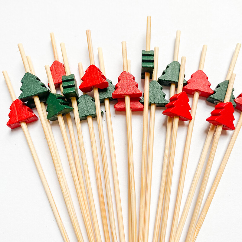 100Pcs Christmas Fruit Picks Dessert Salad Fork Cake Muffin Sticks ...