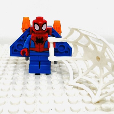 LEGO Marvel Spiderman W/ Jet Pack & Web Minifigure Marvel Super Heroes ...