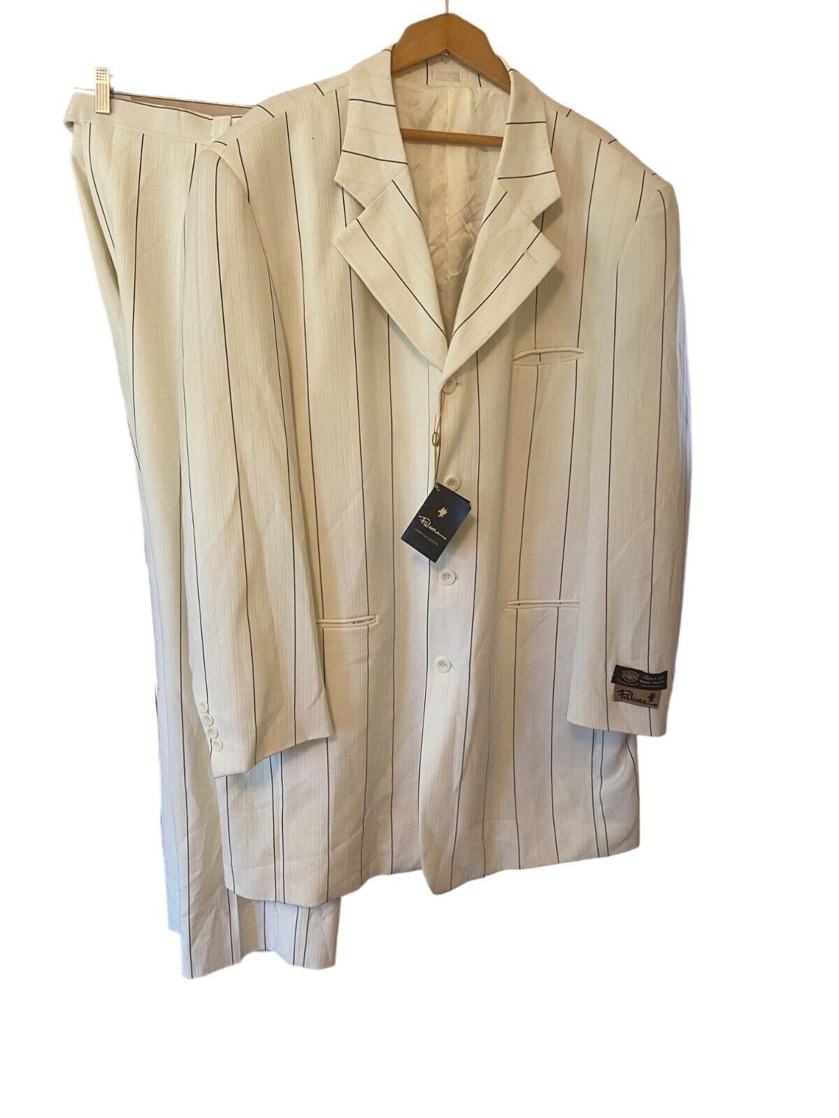NWT Men's Falcone White Striped 2 Piece Suit Set Coat 52/ Pants 44 | eBay