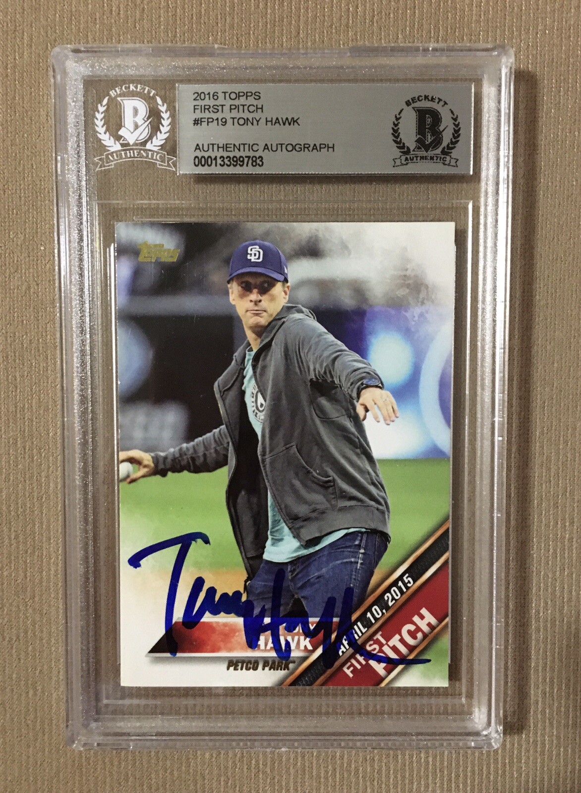 Tony Hawk Signed Slabbed 2016 Topps Card. Pro Skater. First Pitch ...