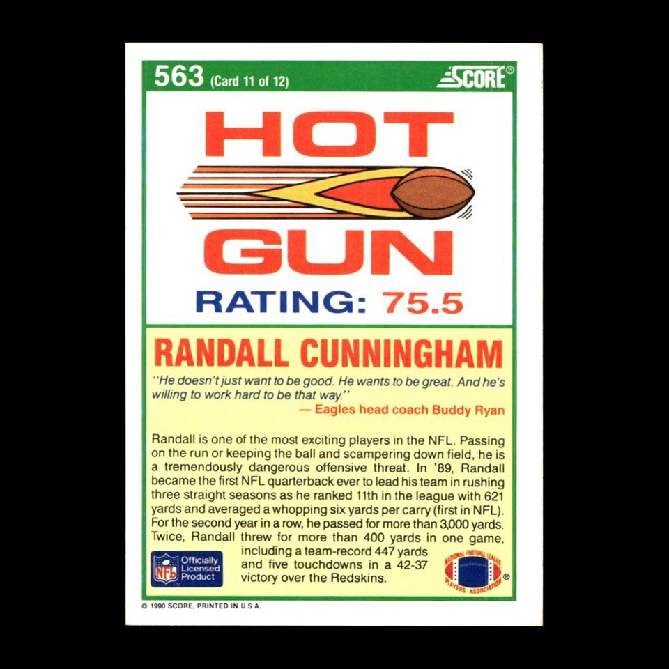 Randall Cunningham 1990 Score Philadelphia Eagles #563 R327L 21 | eBay