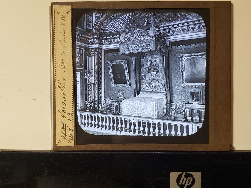 Bed of Louis XVI, Versailles, France, c1890's Magic Lantern Glass Slide ...