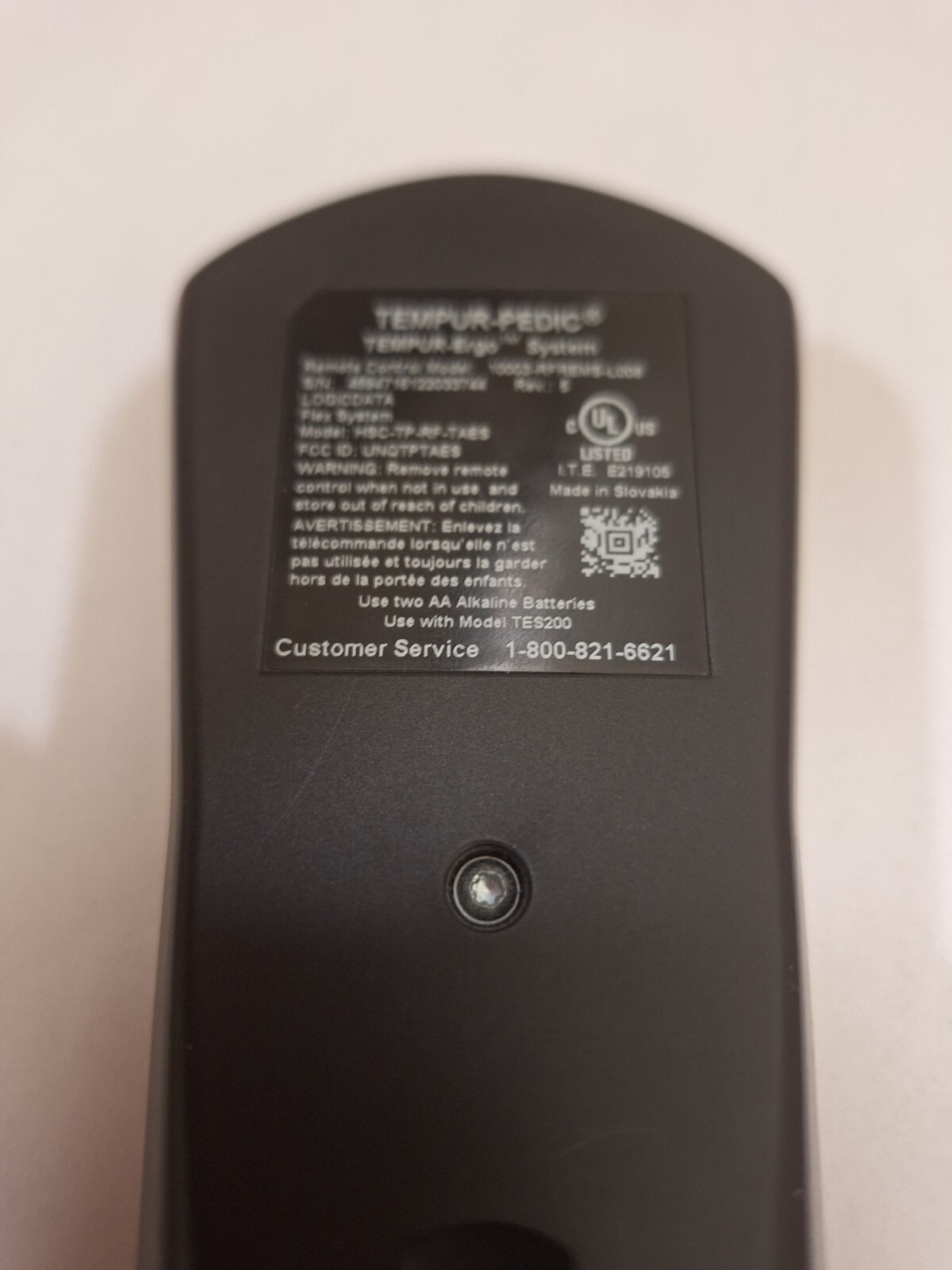 Tempur-Pedic Tempur-ergo System 10003-rfrems-l008 Remote Control for ...