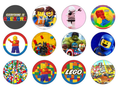 12 X LEGO CUPCAKE edible Cake toppers A4 Icing /Wafer | eBay UK