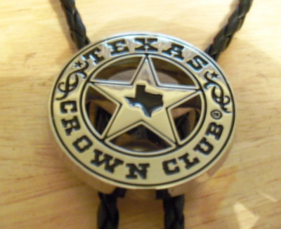 Texas Star Crown Club Black Corded Bolo Neck Tie Buckle Silver Tone | eBay