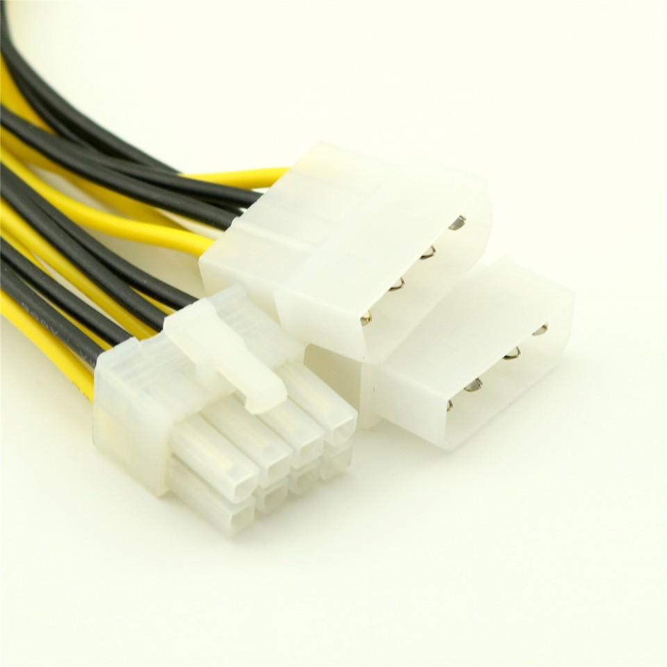8 Pin EPS12V ATX to Dual Molex 4 Pin Male Motherboard Power Supply ...