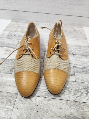 Vintage Bally Shoes Womens 38.5 Gold Trim Laces Orange Leather Made in ...