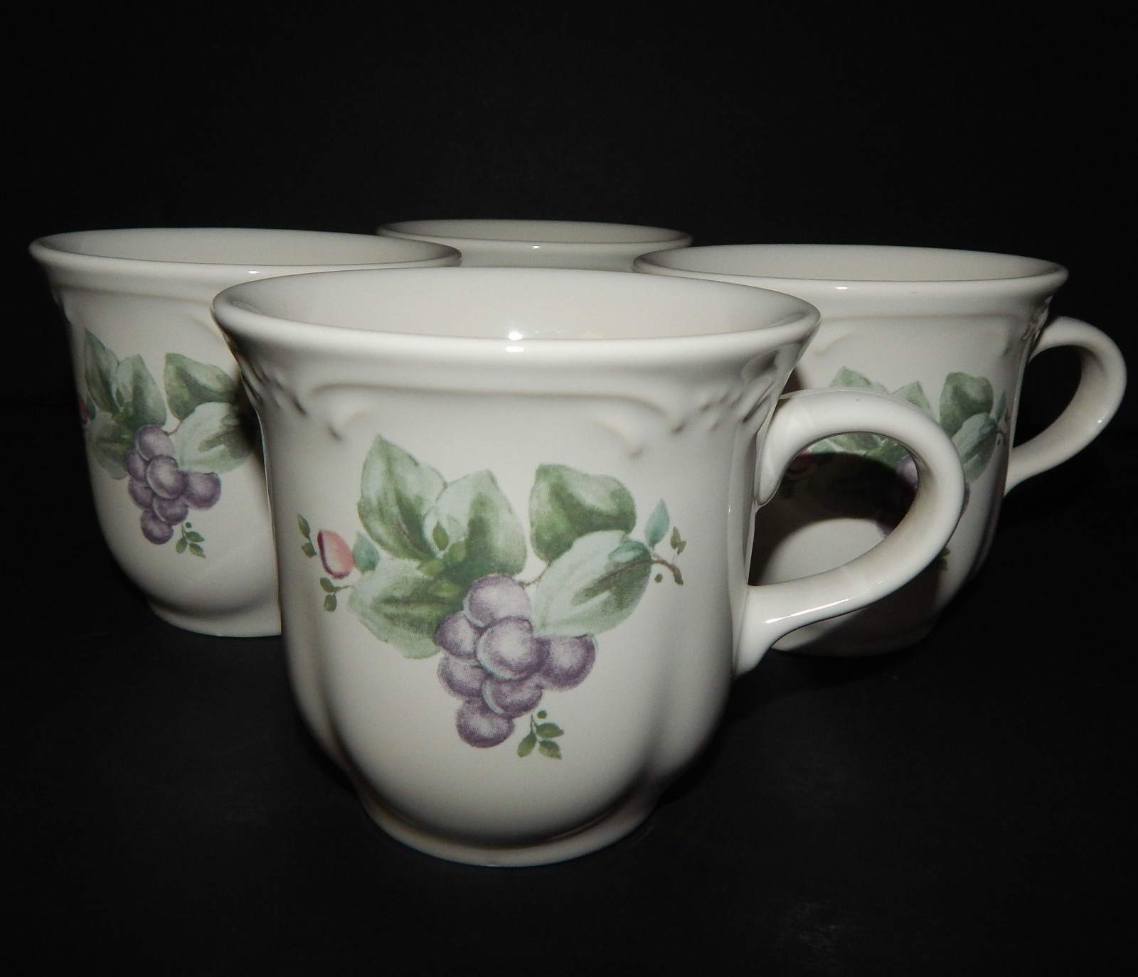4 Pfaltzgraff Grapevine Tea Coffee Mugs Cups Stoneware Purple Grape ...