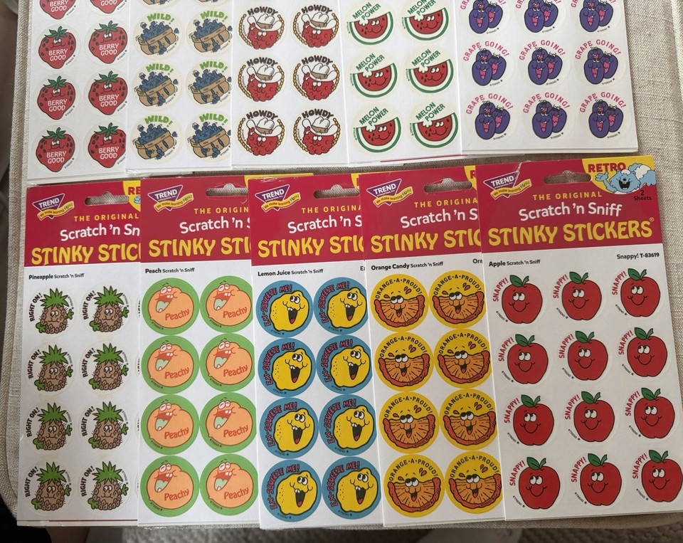 TREND Retro Scratch 'n Sniff Stinky Stickers® SOLD OUT Blueberry Peach ...