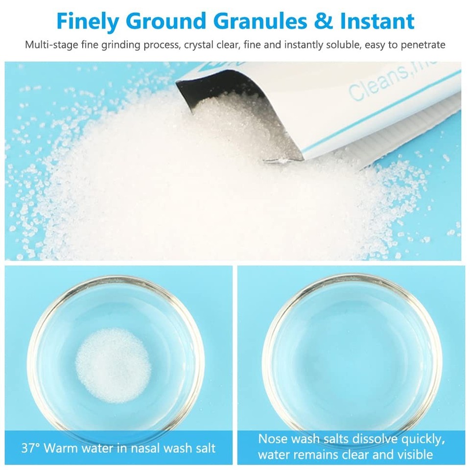Nasal Rinse Salt, 120 Packs Nasal Irrigation Salt, Cleaning Mix ...