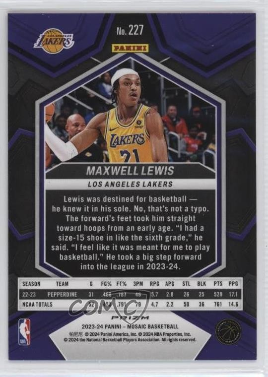 2023-24 Panini Mosaic Rookies Red Mosaic Prizm Maxwell Lewis #227 Rookie RC | eBay