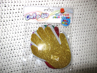 Hand Shape Glitter Foam Stickers Arts & Crafts Kids Multi color Peel ...
