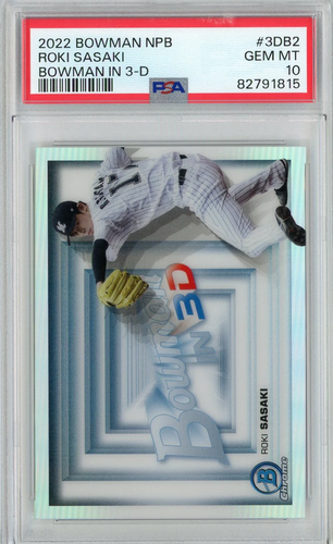 Graded 2022 Bowman NPB Roki Sasaki #3DB2 Bowman In 3-D RC Baseball Card ...