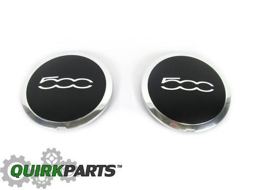 2012-2017 FIAT 500 BLACK WITH CHROME TRIM ALLOY WHEEL CENTER CAPS MOPAR ...