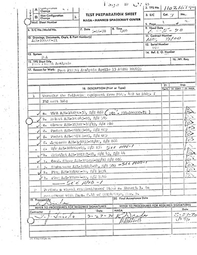 NASA ISSUED APOLLO 13 POST-FLIGHT SPACESUIT INSPECTION DOCUMENT | eBay