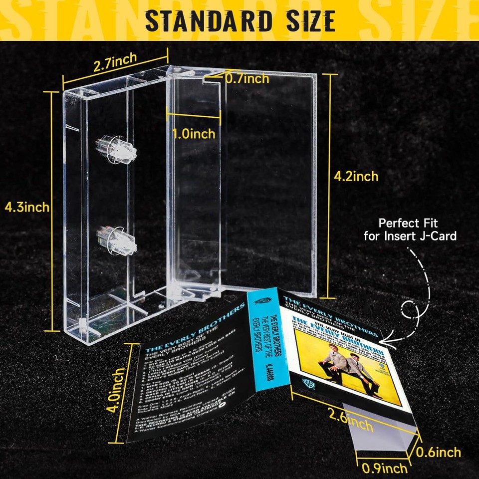 25Pack Audio Cassette Storage Cases Clear Plastic Cassette Tape Cases ...