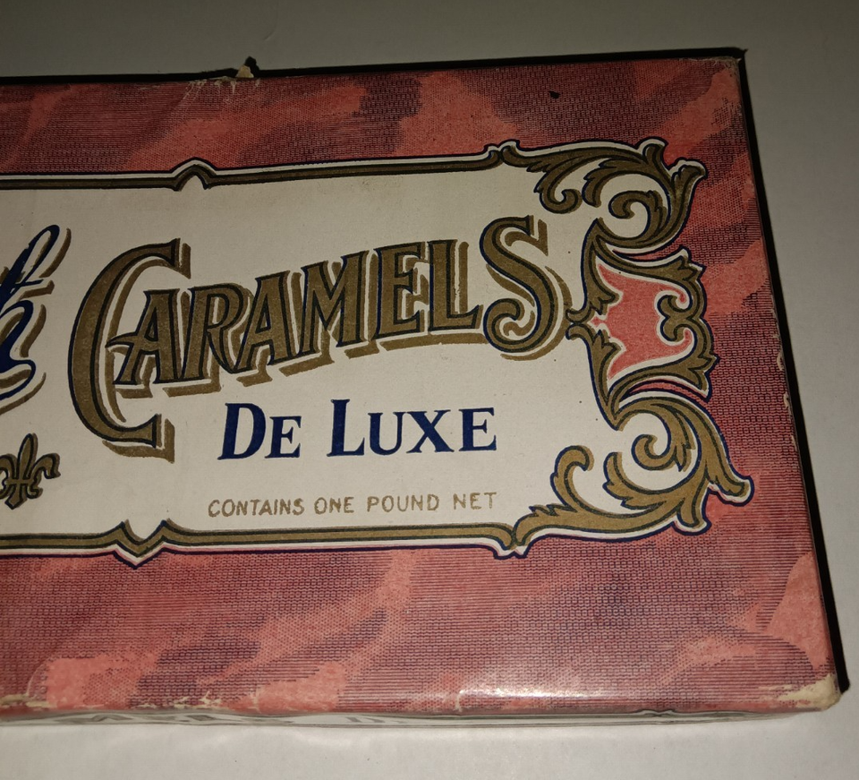 Vtg GUTH CARAMELS Paper Covered Cardboard Candy Box Advertising Display ...