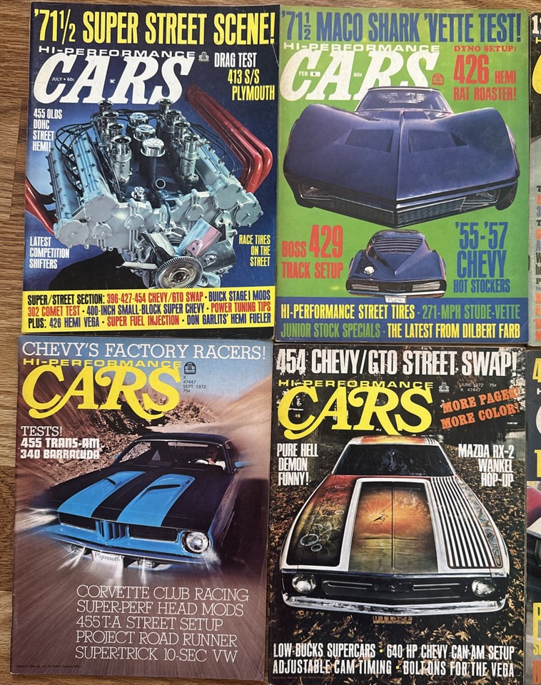 8 Vintage Hi Performance Cars Magazine 1971-72 Corvette Chevy Chevelle ...