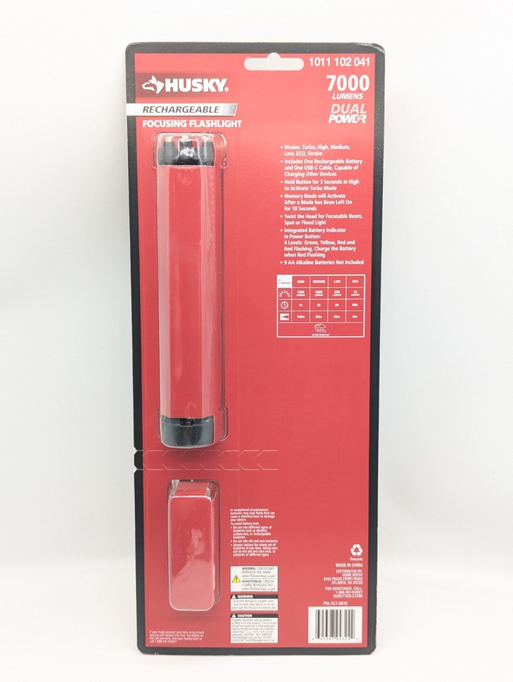 Husky 7000-Lumens Dual Power LED Rechargeable Tactical Focusing ...