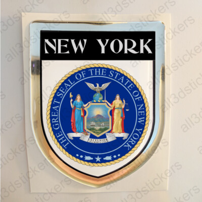 New York USA Sticker Seal Resin Domed Flag United States Stickers ...