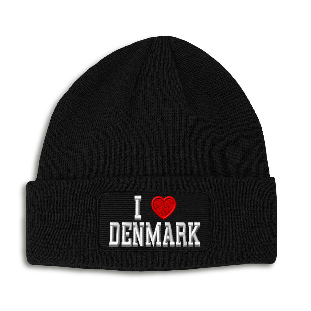 Patch Beanie for Men & Women I Love Denmark Winter Hats Acrylic Skull ...