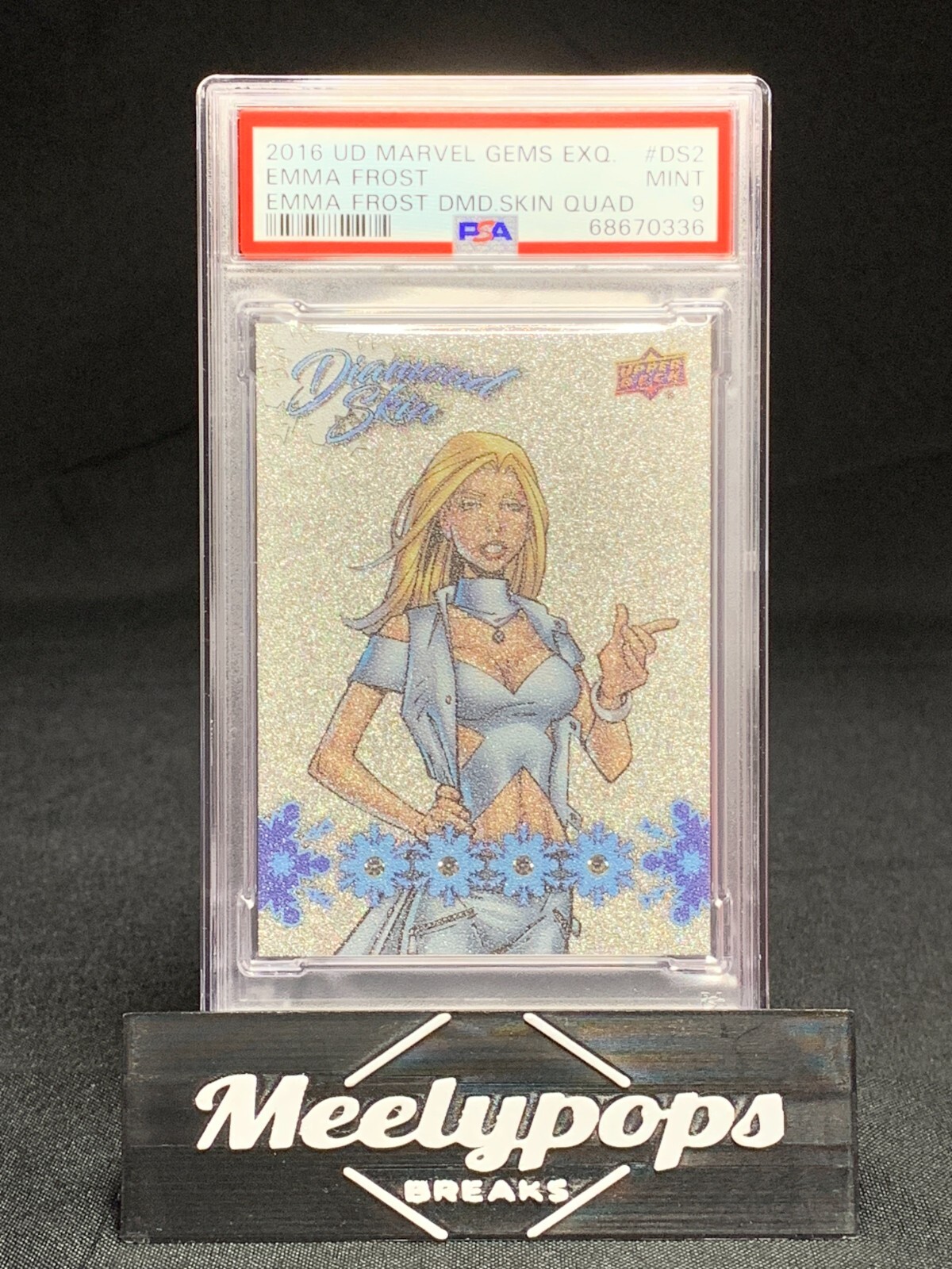 Emma Frost 2016 UD Marvel Gems Exquisite Diamond Skin Quad PSA 9 POP 1 ...
