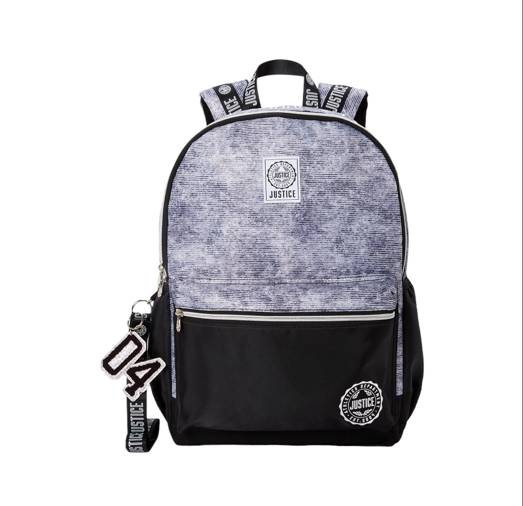 NWT Justice Girls Laptop Backpack With Lanyard Black White Book Bag | eBay