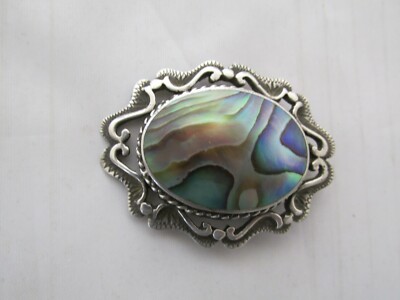 Vintage Sterling Silver Paua Shell or Abalone Brooch Very Nice ! | eBay