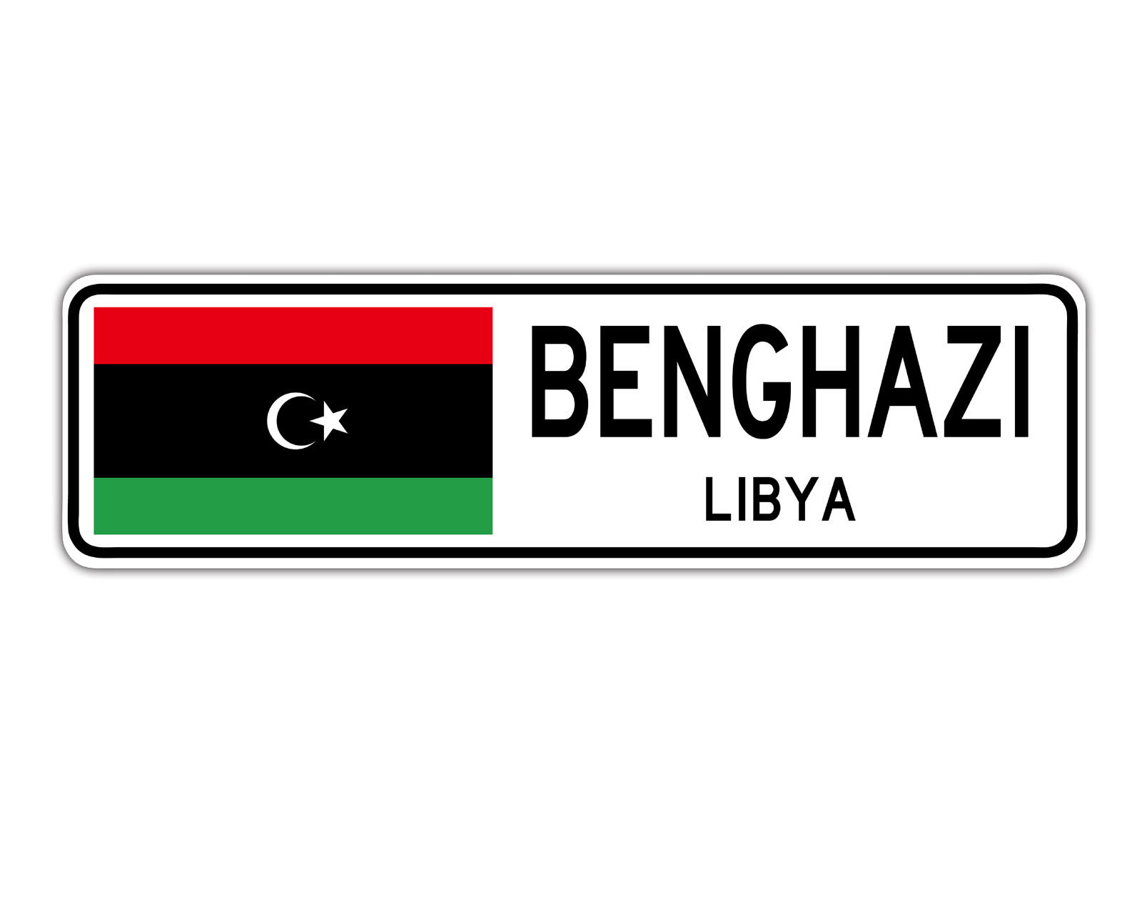 Benghazi Libya Street Libyan Flag City Country Wall Gift Aluminum Metal ...