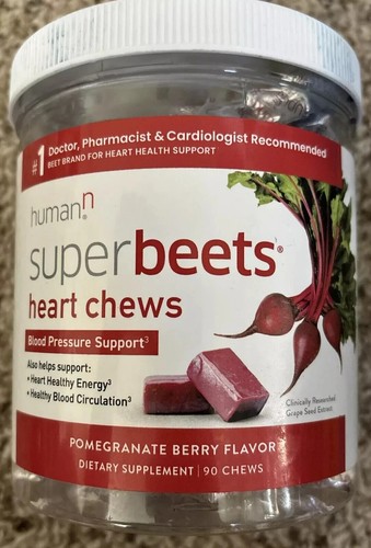 Humann Superbeets Heart Chews, Pomegranate Berry 90 Exp 12/2025 Super ...