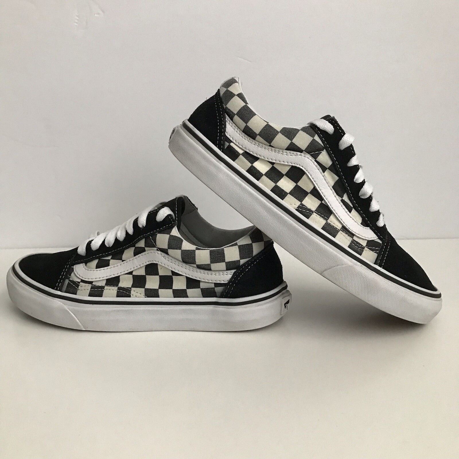 Vans Old Skool Men Sneakers 6 Black Check Suede Lace … - Gem