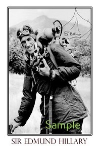 Sir Edmund Hillary explorer large autograph signed 12x18 inch ...