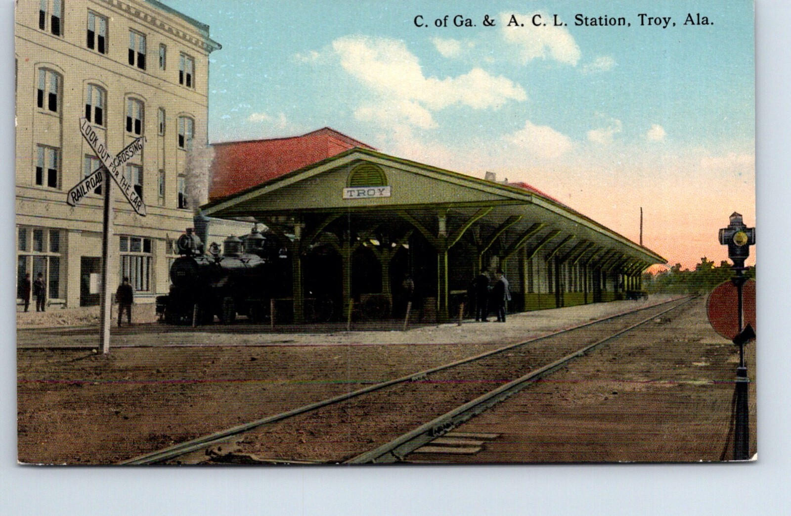 Postcard Alabama Troy C of Ga & A.C.L. Railroad Depot Station Train | eBay