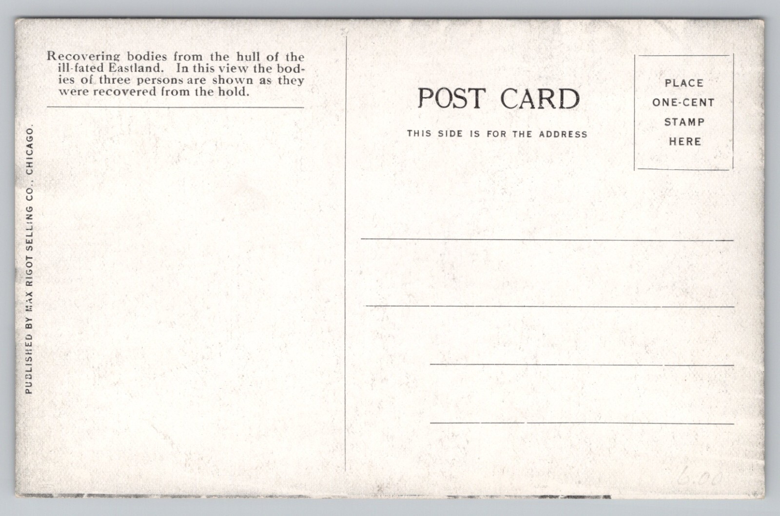 Postcard IL Steamer Eastland Disaster Sunk Dead Bodies Recovering Hull ...