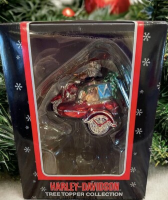 Santa Claus Harley Davidson Motorcycle Sidecar Christmas Tree Topper | eBay